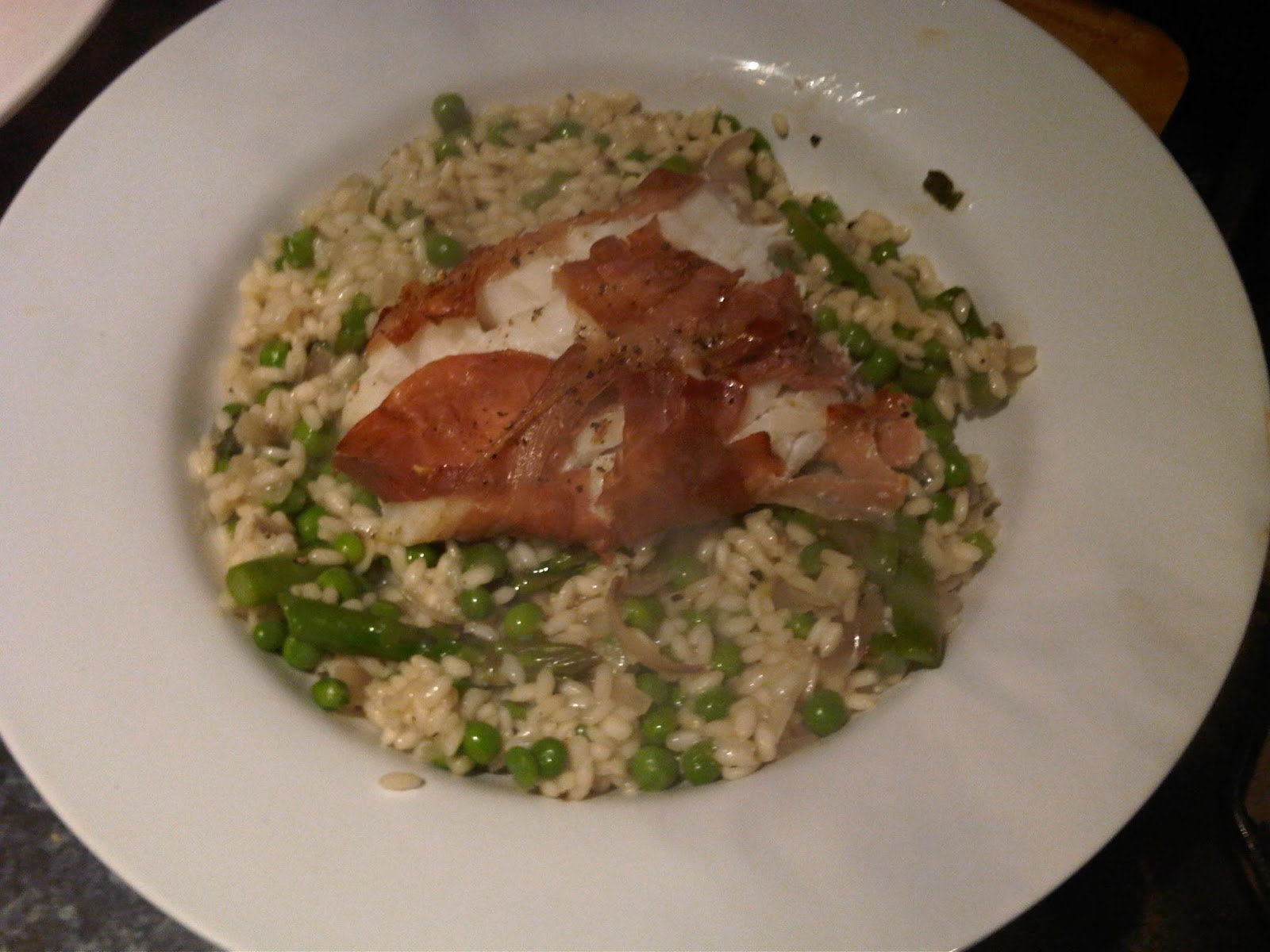 The Student Chef -: Parma Ham Wrapped Cod with a Shallot and Sage Risotto