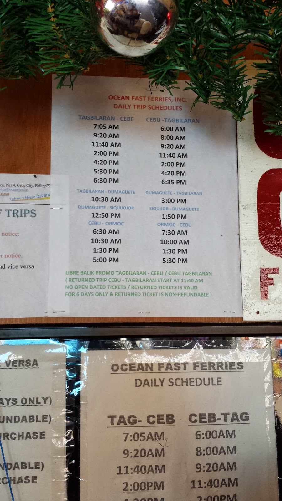 Travel Bohol: Oceanjet Ferry Schedules from Bohol to Cebu