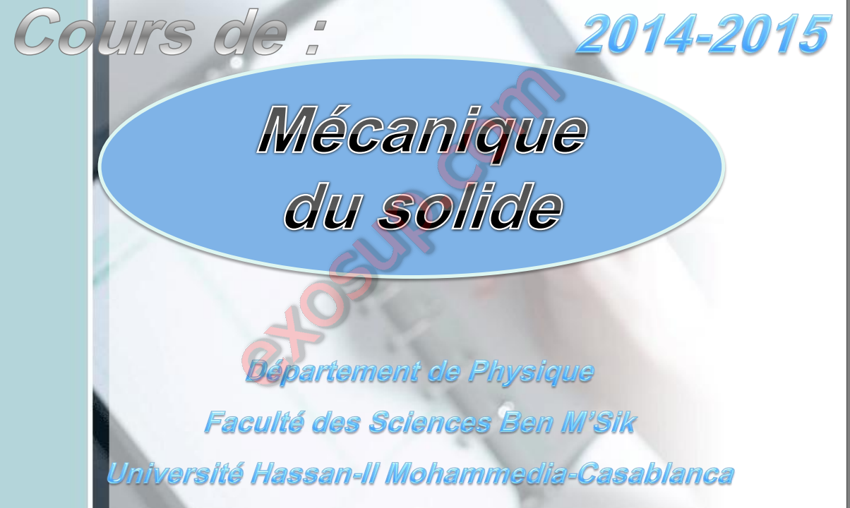 cours de mécanique du solide Ben M'Sik - ExoSup