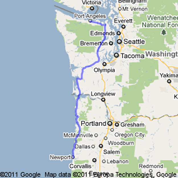 WE'RE ON THE ROAD AGAIN: Map of Campbell River, BC to Newport , OR