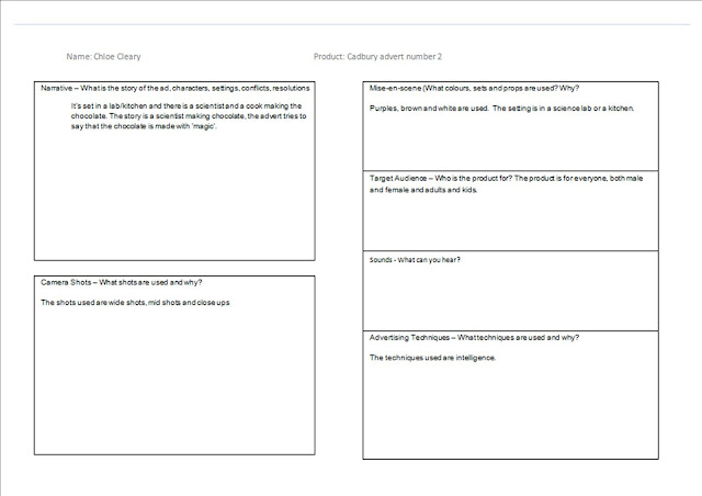 DCA Productions: Chloe Cleary advert Cadbury eyebrows and Chocolate Charmer