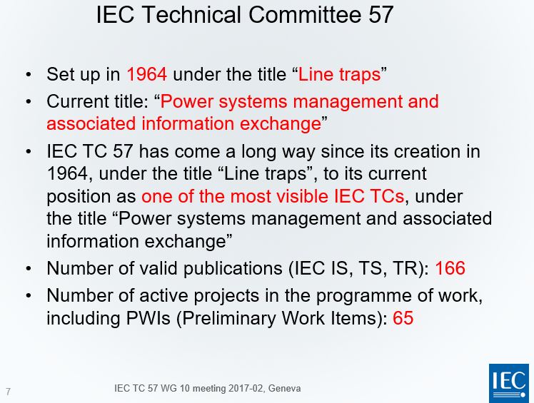 News on IEC 61850 and related Standards: IEC TC 57 and WG 10 in Figures