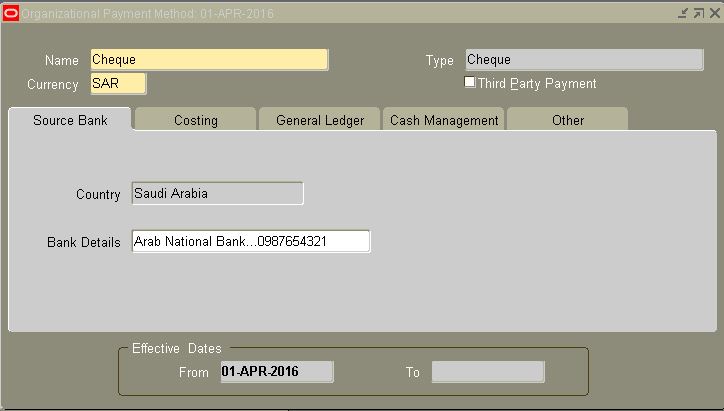 Oracle HRMS: Payment Method in Oracle HRMS