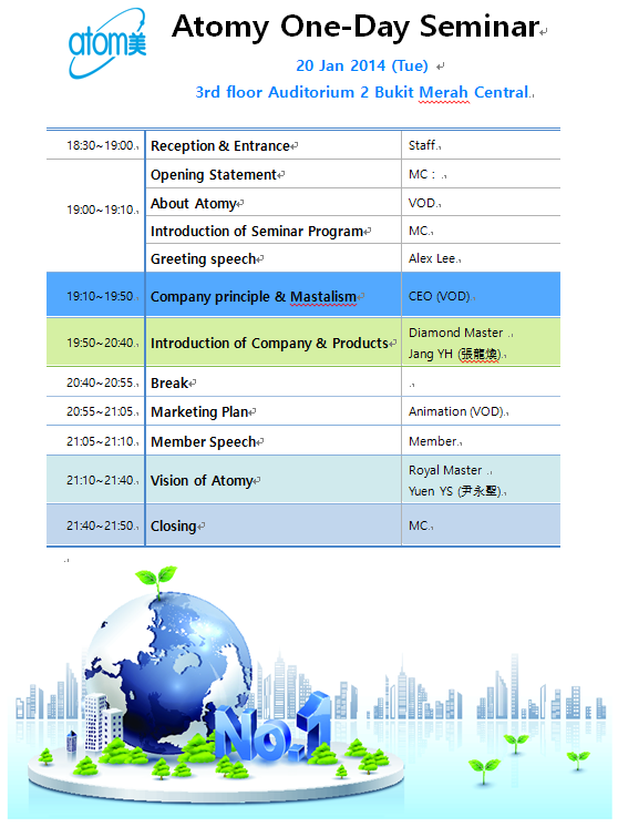 ATOMY KOREA GROUP: ATOMY ONE DAY SEMINAR IN SINGAPORE 20th JAN 2015 ...