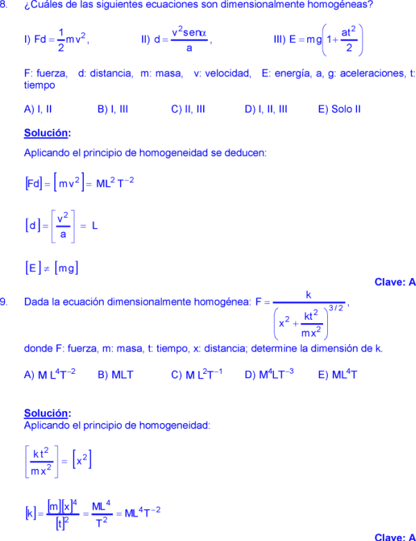 Análisis Dimensional Ejercicios y problemas Resueltos pdf