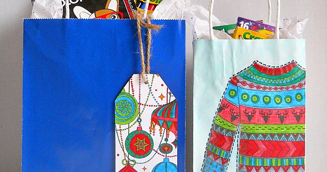 3 Ways To Use Coloring Book Pages As Holiday Wrapping - Running With A ...