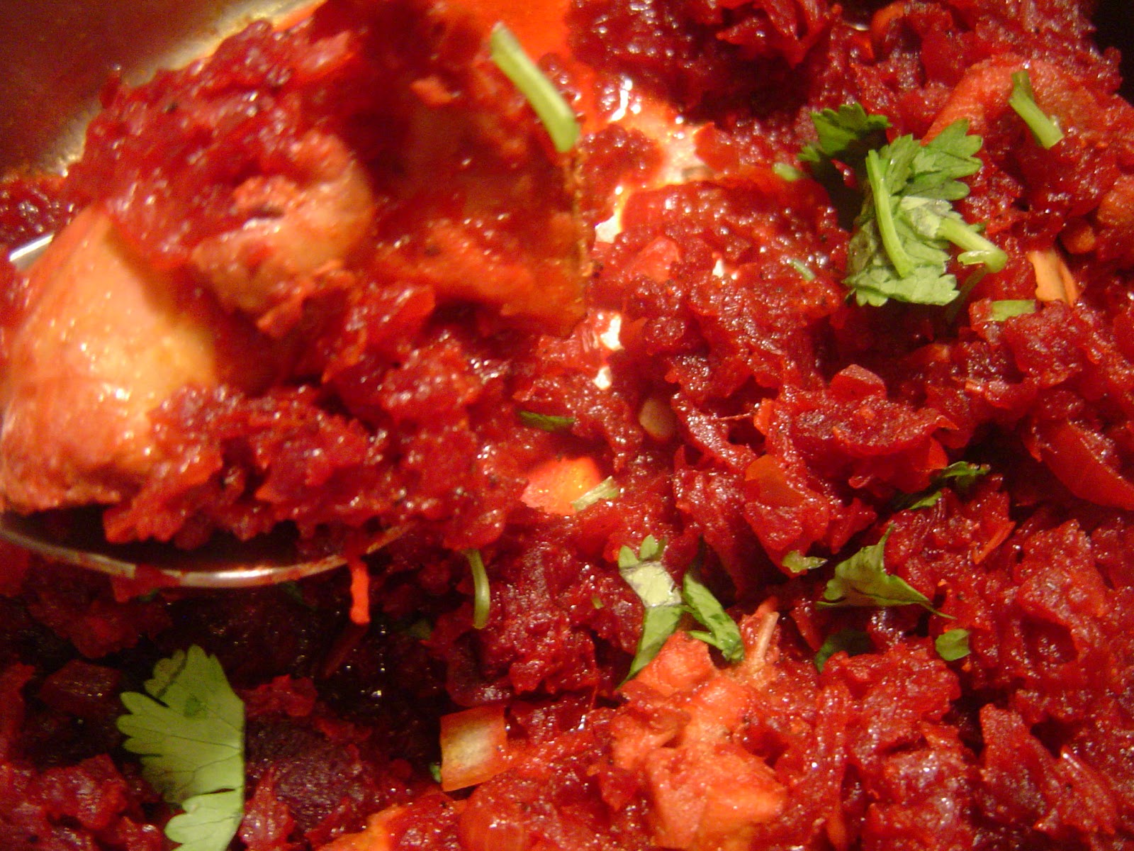 pakistani home cooking: Zakia's Chukandar Gosht Meat and Beetroot curry