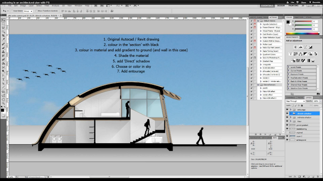 The Architectural Student: Section Rendering: Coloring in PhotoShop