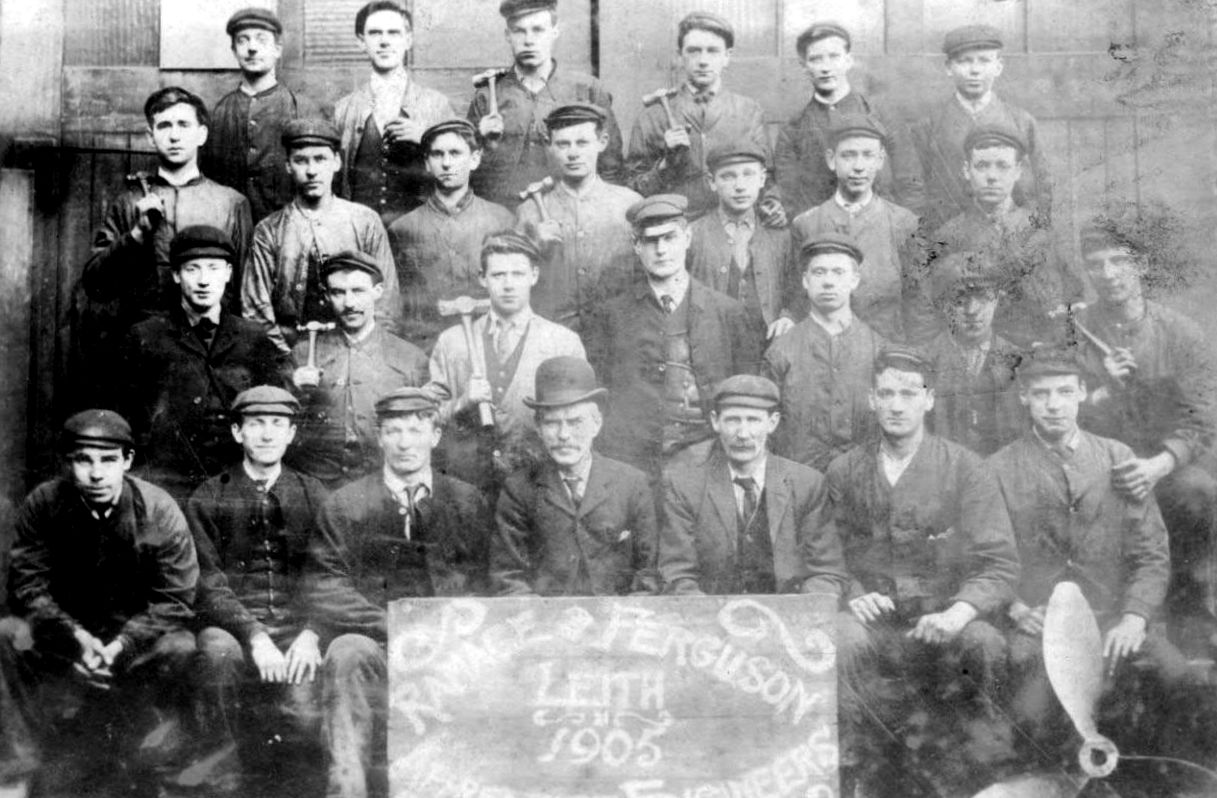 Tour Scotland: Old Photograph Apprentice Engineers Leith Scotland
