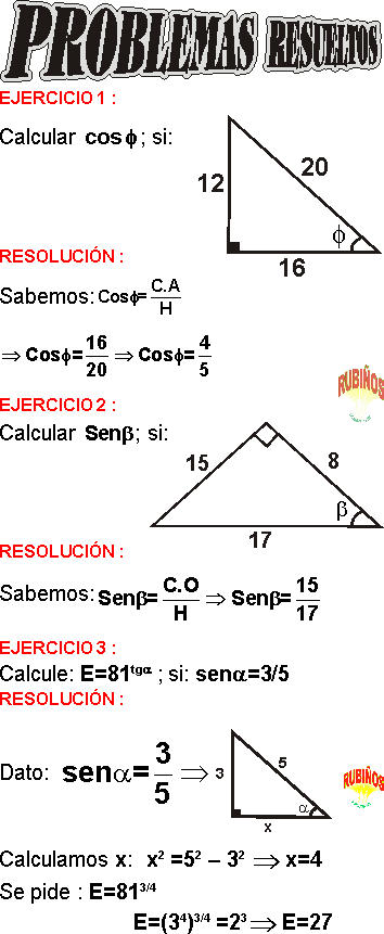 Seno , coseno , tangente , cotangente , secante y cosecante en un triangulo rectangulo ejemplos ...