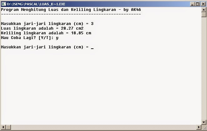 Program Menghitung Luas dan Keliling Lingkaran