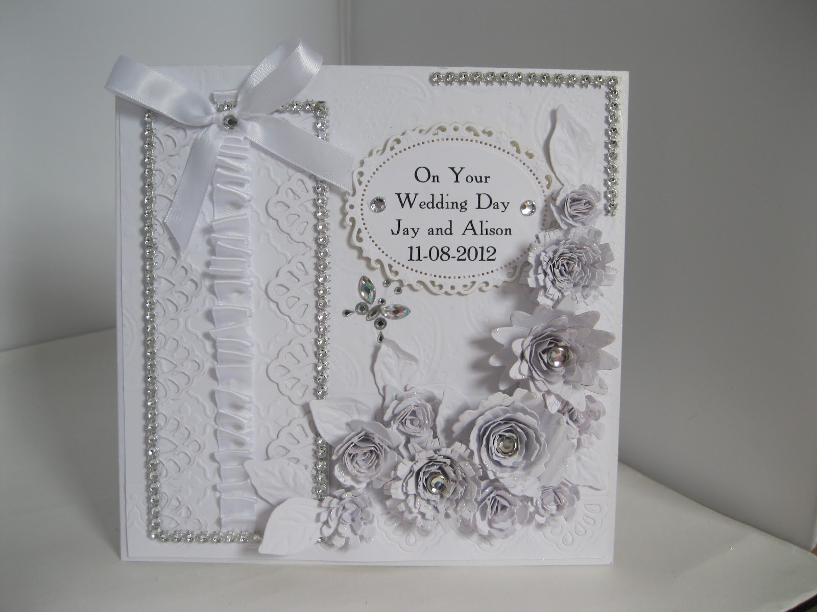 Flowers, Ribbons and Pearls: Wedding Card