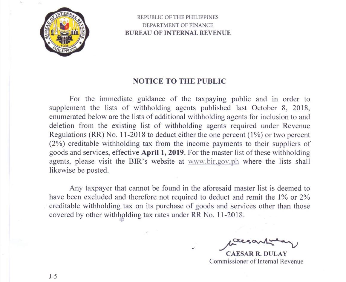 BIR Tax Information, Business Solutions and Professional System