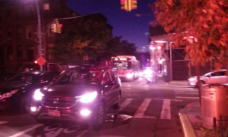 A fire truck-caused traffic jam on Dean outside the arena (and a bus in ...
