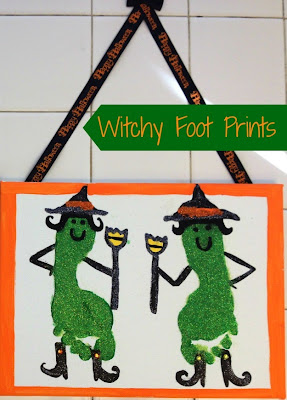 Preschool Crafts for Kids*: Halloween Footprint Witches Sign Craft