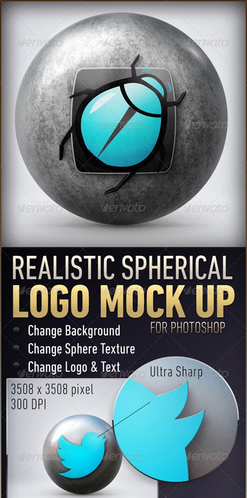 Logo em Sphere - PSD Template Mockup Logo | TOP Mock UP