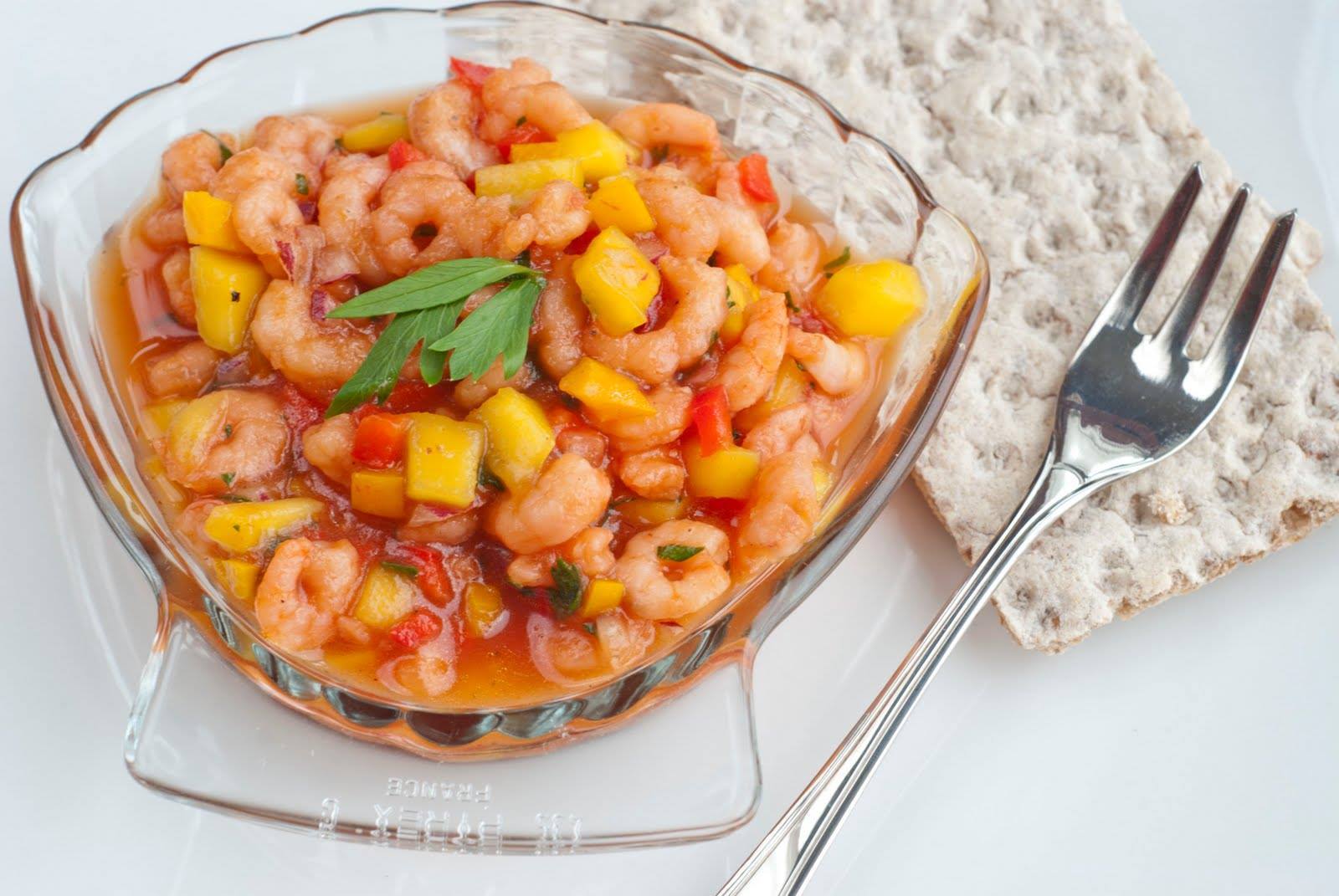 CEVICHE DE CAMARON CON MANGO