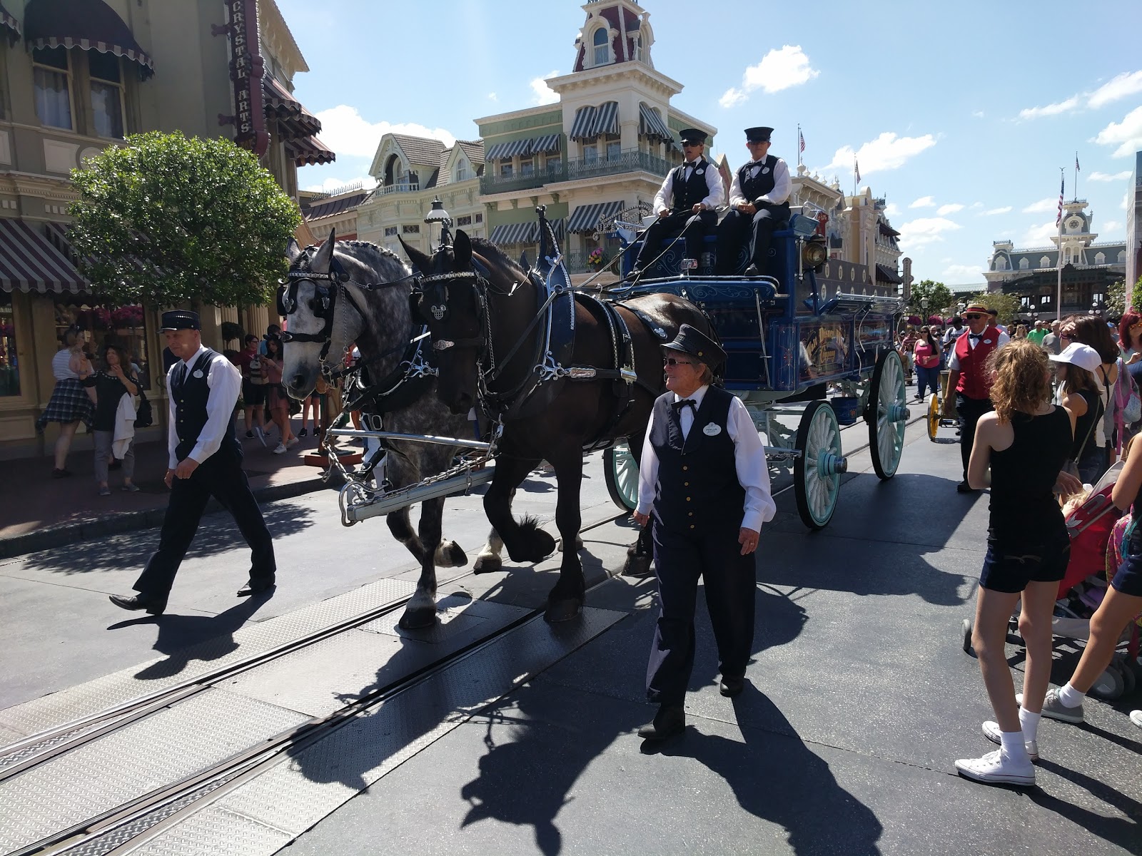 Horse-Drawn Blue Carriage On Main Street USA