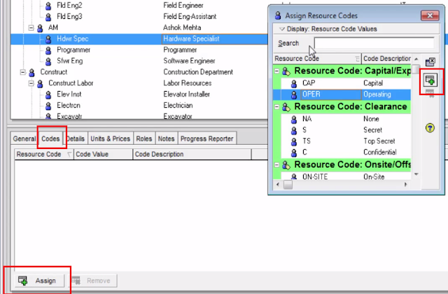 Primavera P6 Tutorial : Chapter 2.3 : Resources, Codes and Roles