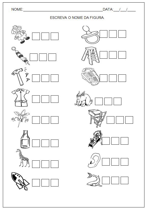 HIPÓTESE DE ESCRITA SILÁBICA SEM VALOR SONORO - ATIVIDADES VARIADAS ...
