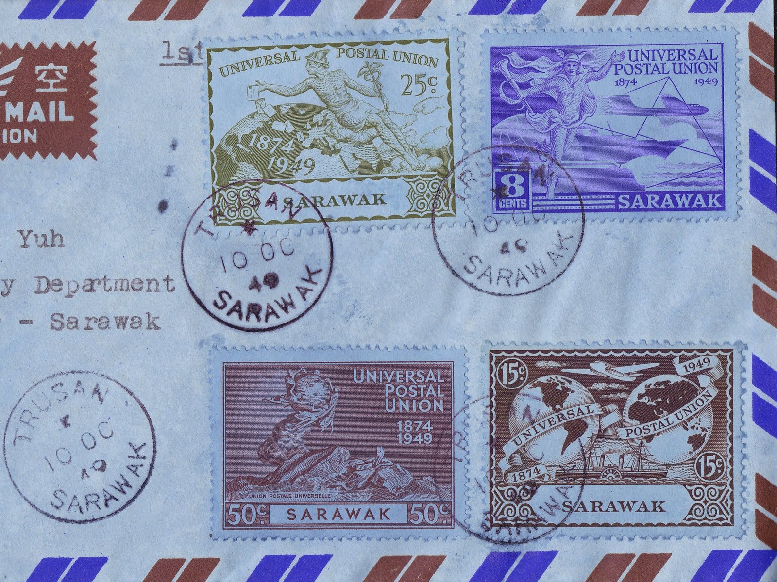 Stamps & Antique Store: Cover With Sarawak Universal Postal Union 1949 ...