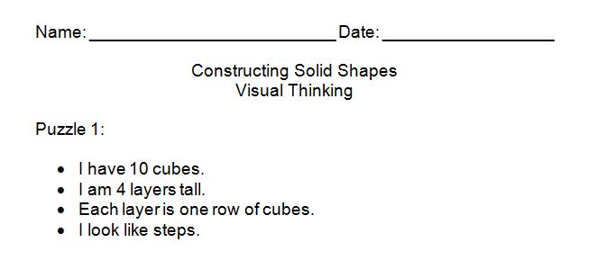 Mom and Me Math Activities: 5.MD.4 Spatial Puzzles on Isometric Paper