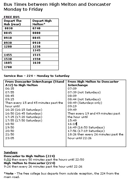 Doncaster College International Blog: New bus times between Doncaster ...