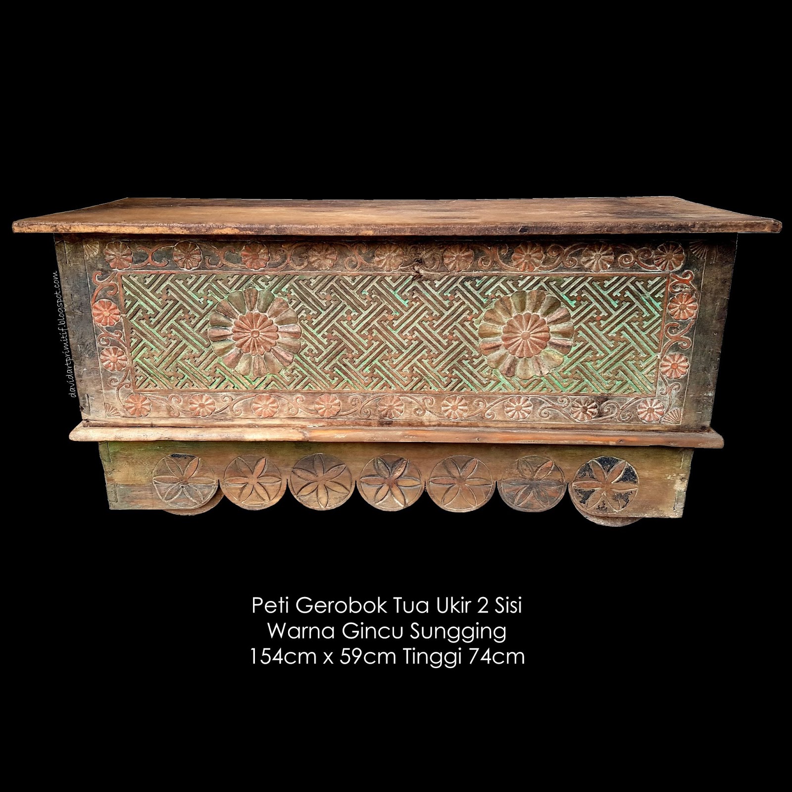 Art & Primitif: Peti Gerobok Tua Ukir 2 Sisi