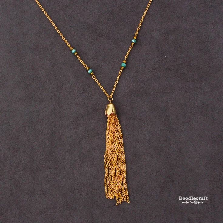 Gold Chain Tassel Necklace!