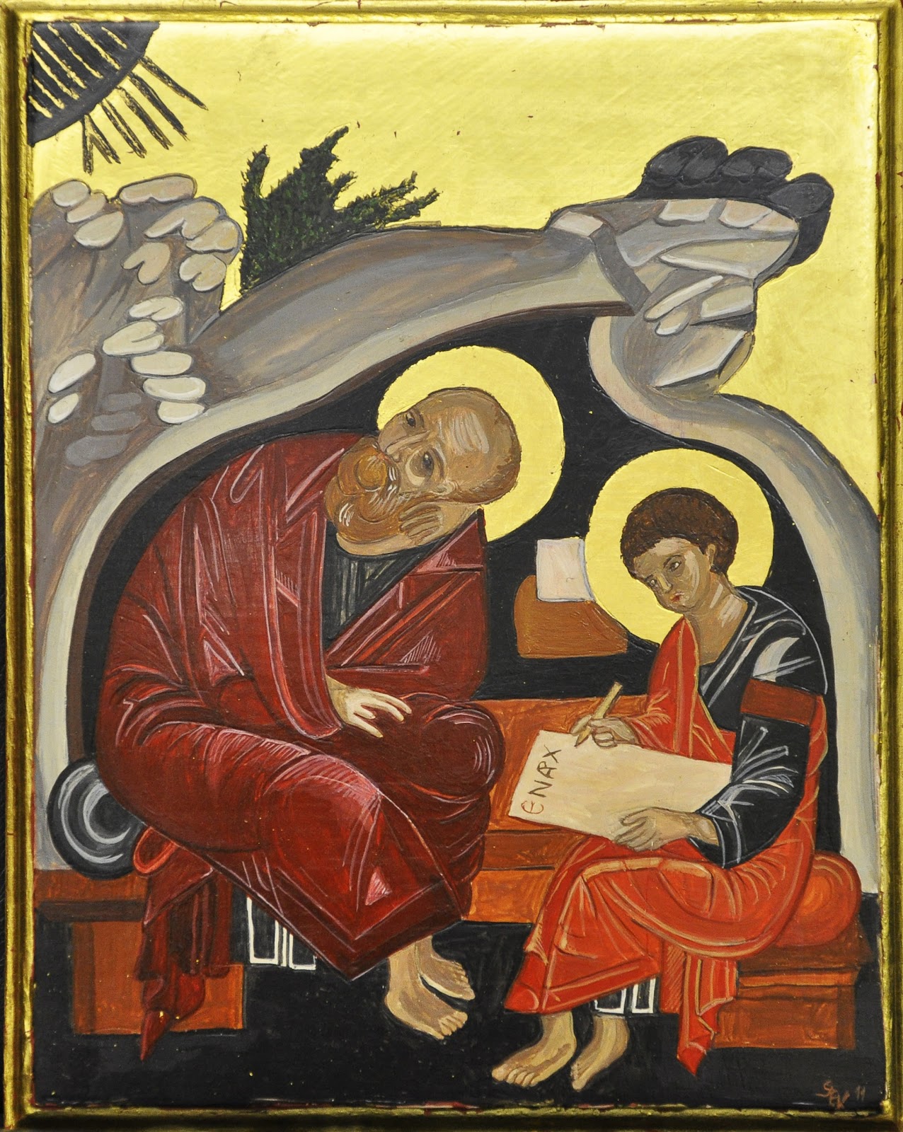 Ikonen- Bilder in Gold: "Heiliger Johannes der Evangelist und Prochoros"