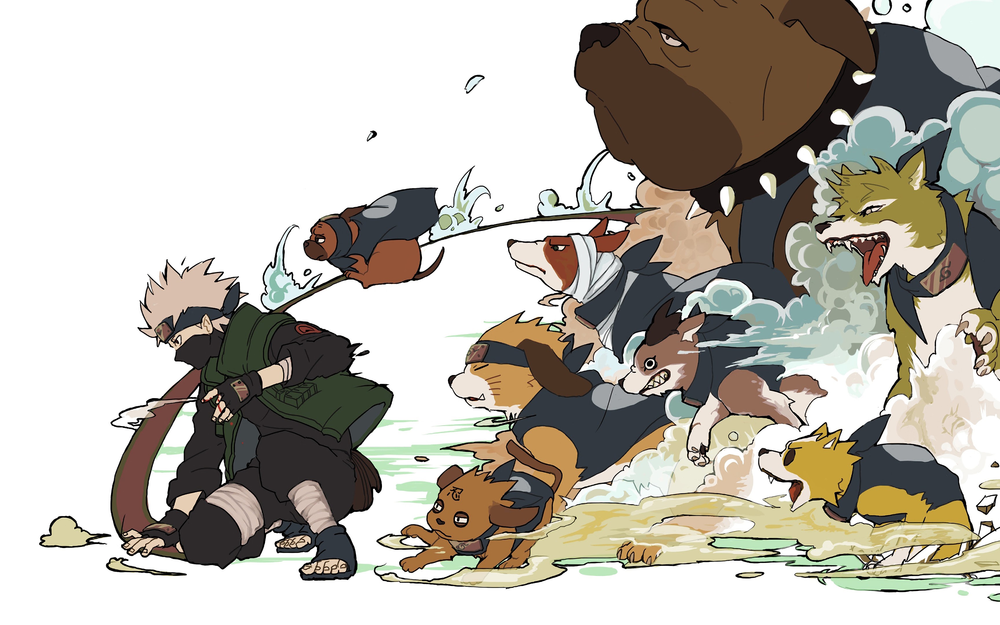 Kakashi, Dogs, Summon, 4K, #21 Wallpaper PC Desktop