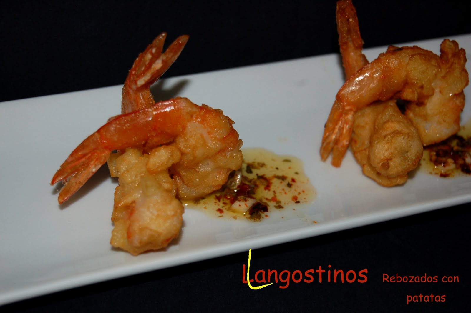Ermenda: Langostinos en tempura de patatas Ermenda: Langostinos en tempura de patatas