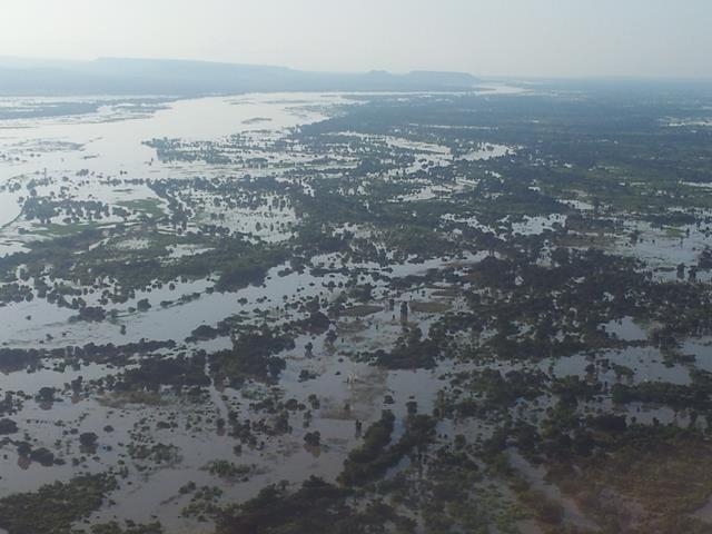 Aerial view images of flooding around River Niger in Lokoja