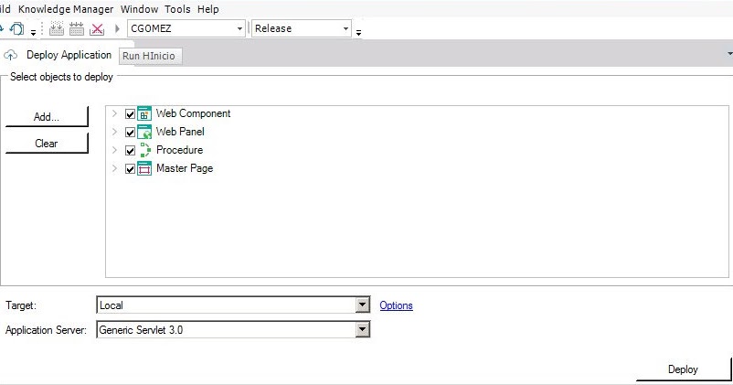 GeneXus, Java, Golang Open Source y otras yerbas: Un comentario sobre el Deploy Aplication de GX15