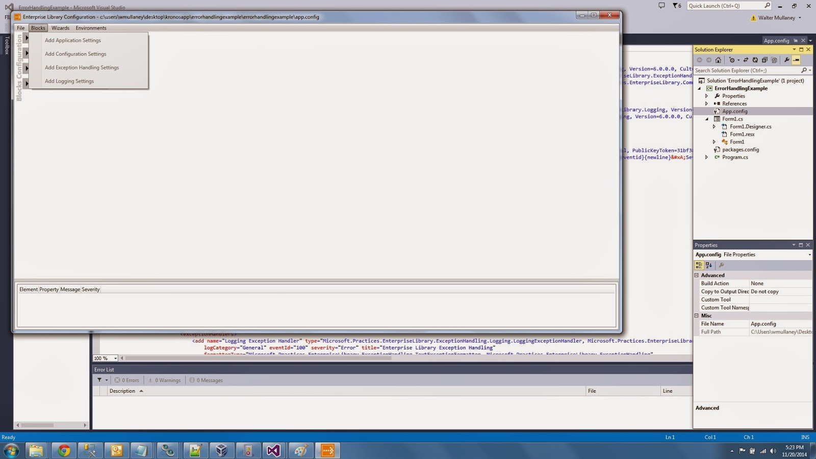 Aspnet C Programming Enterprise Library 6 Exception Logging Tutorial