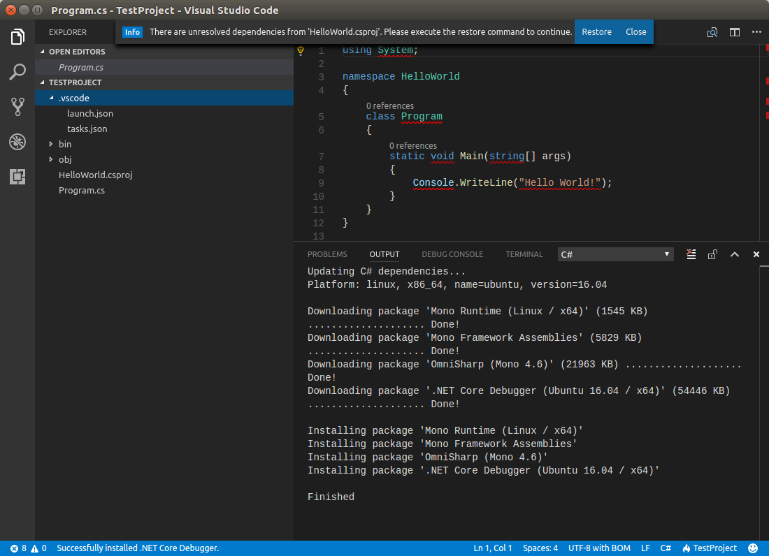 How To Run Core Console Application In Vscode On Ubuntu My Public Notepad
