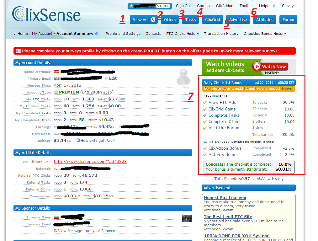 Gana dinero Con tu Android: Clixsense