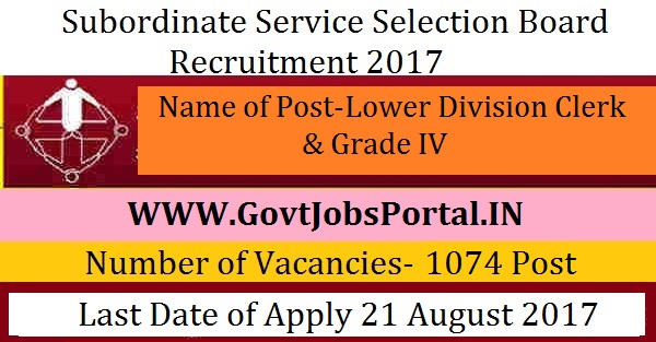 Subordinate Services Selection Board Recruitment 2017– 1074 Lower ...