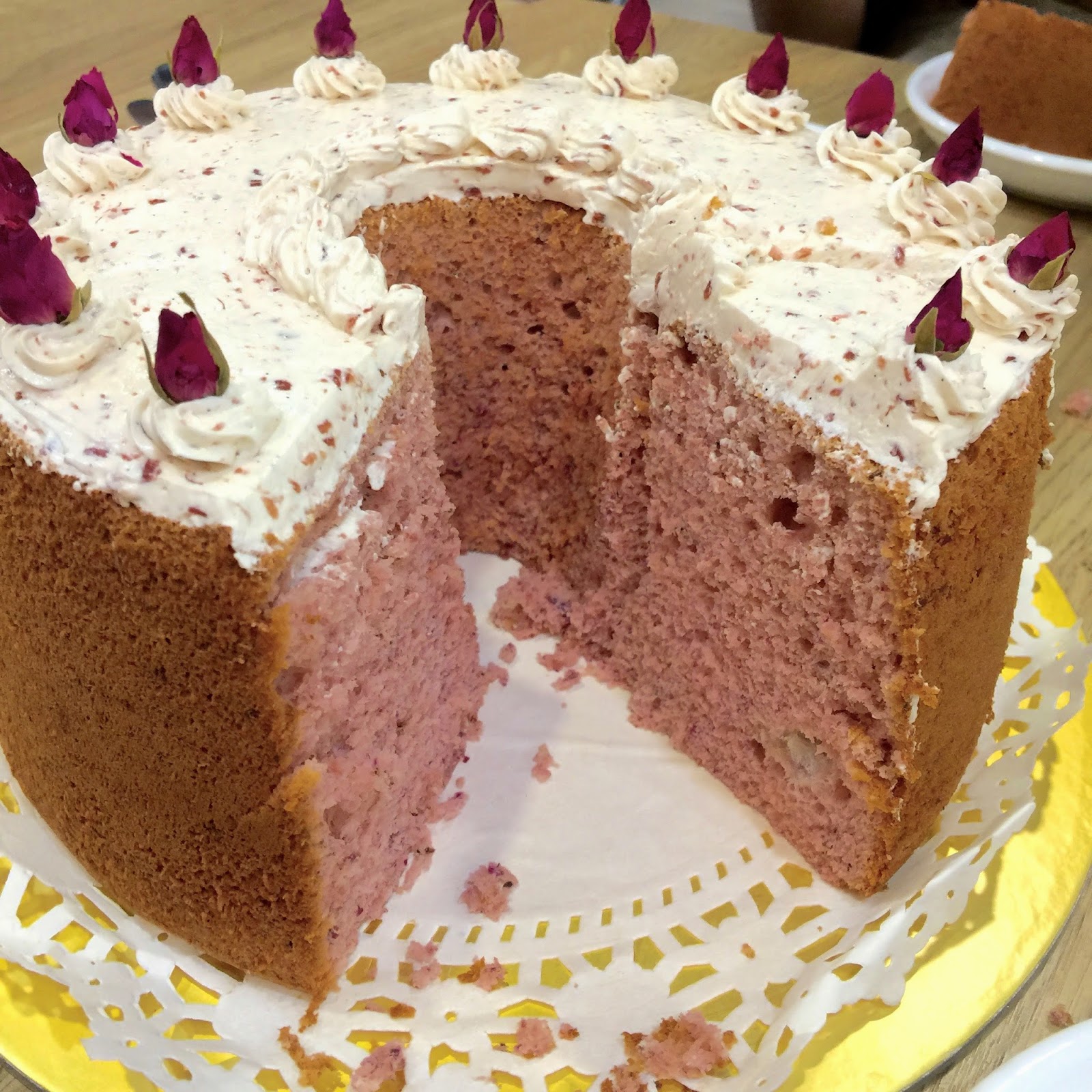 Honey Bee Sweets: Raspberry Rose Chiffon with Raspberry Buttercream