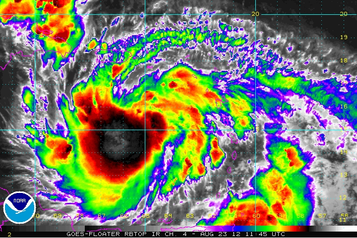 Tropical Storm Issac Struggling With Dry Air.