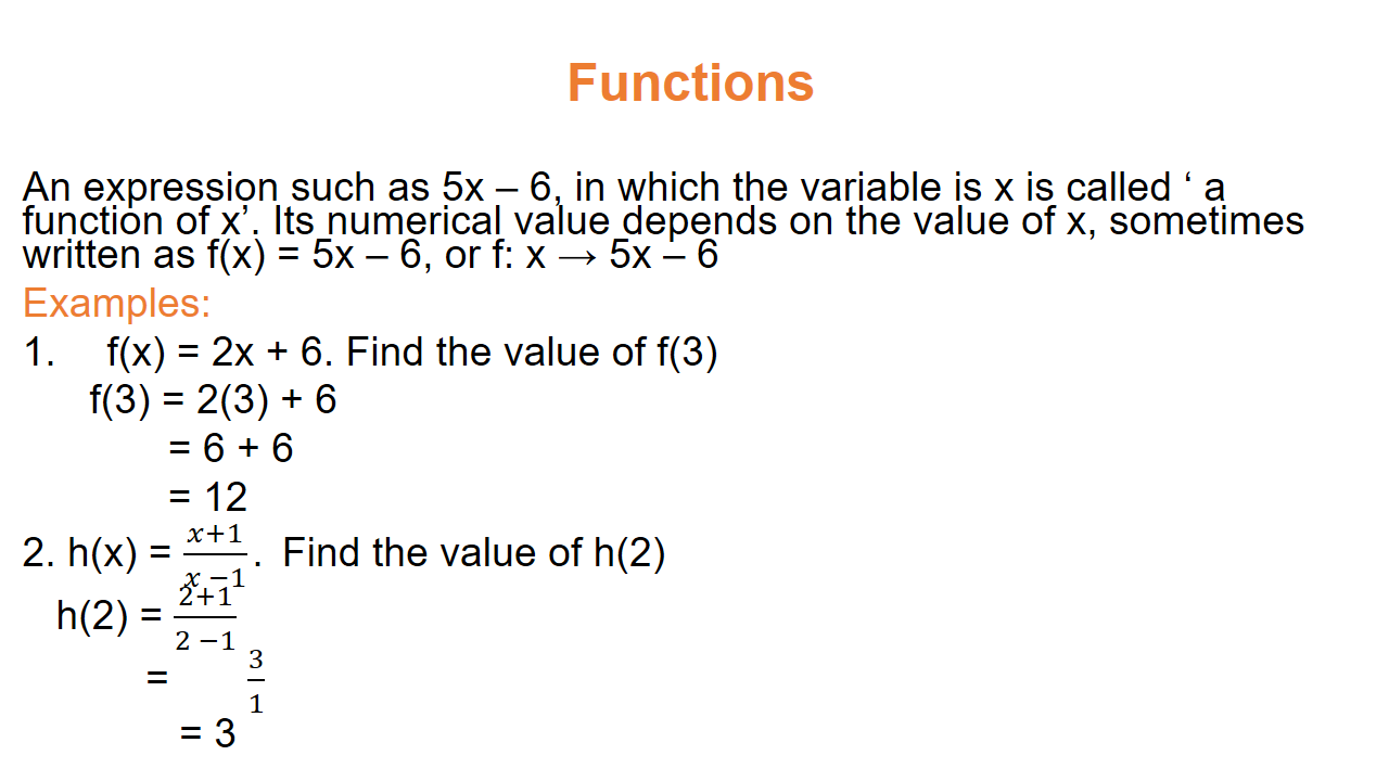 Math 10: Chapter 3 FUNCTIONS