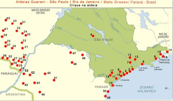 População, localização e luta pelas suas terras indígenas (Tupis-Guaranis)