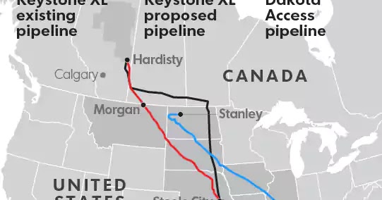 Keystone Pipeline and Dakota Access Pipeline Maps