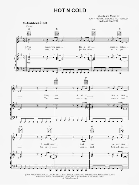 "Hot N' Cold" Sheet Music - Katy Perry | AwesomeSheets
