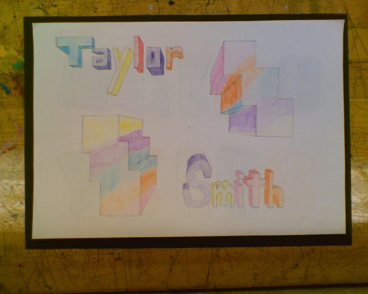 Taylor's Blog: One Point Perspective Name Drawing