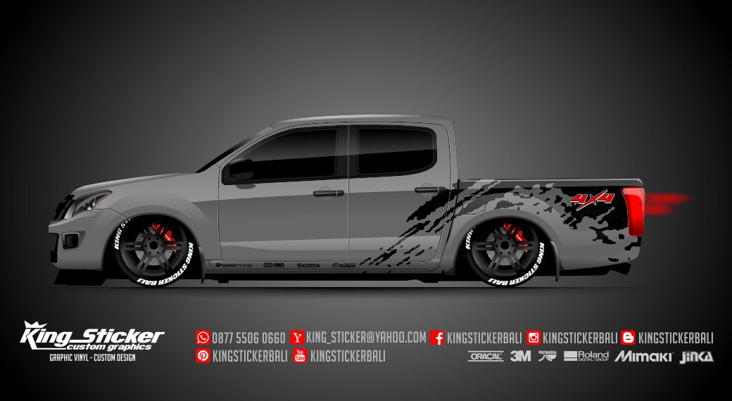 STICKER MOBIL ISUZU D MAX GRUNGE MERAH | King Sticker bali