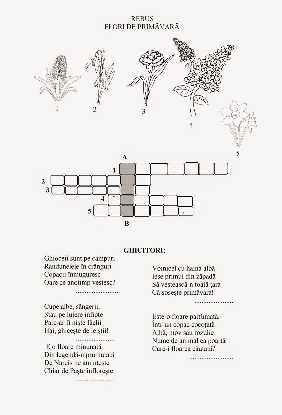 Lumea lui Scolarel...: Rebus: Flori de primăvara