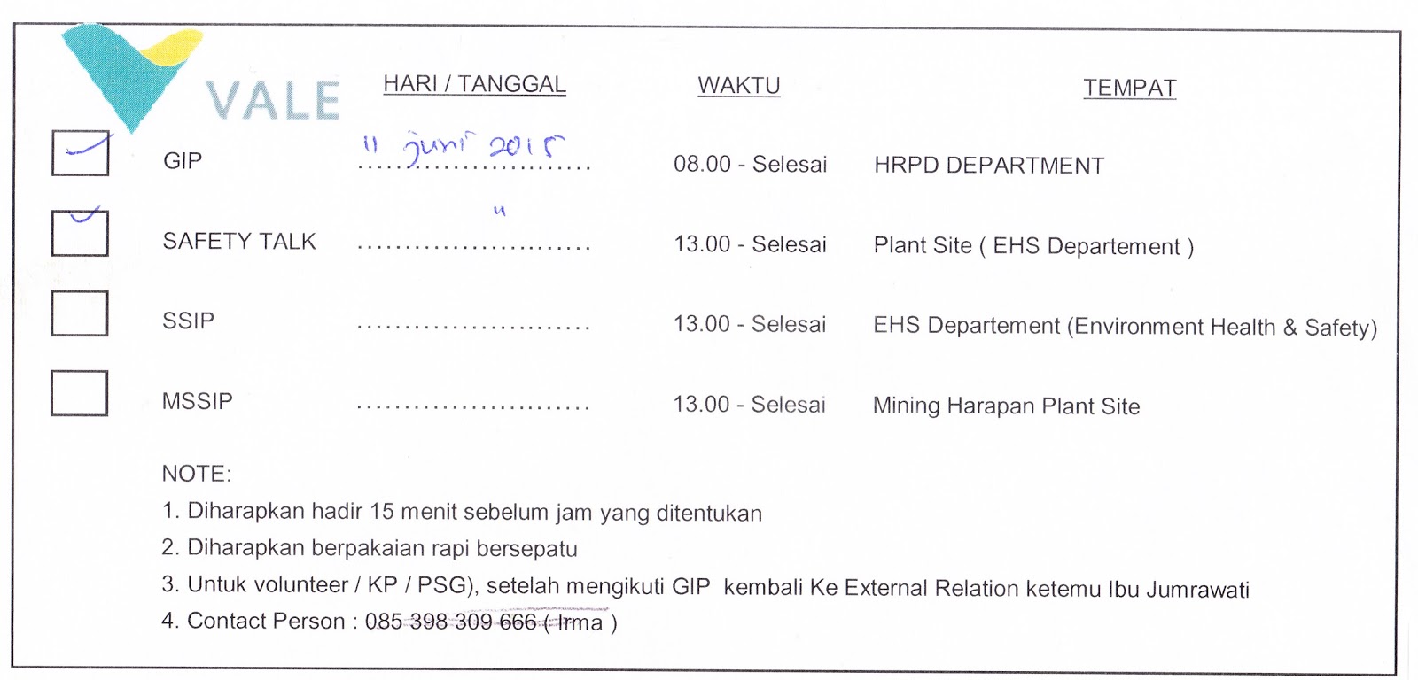 Yantine Arsita Panjaitan: Kerja Praktek PT Vale Indonesia (Part 1)