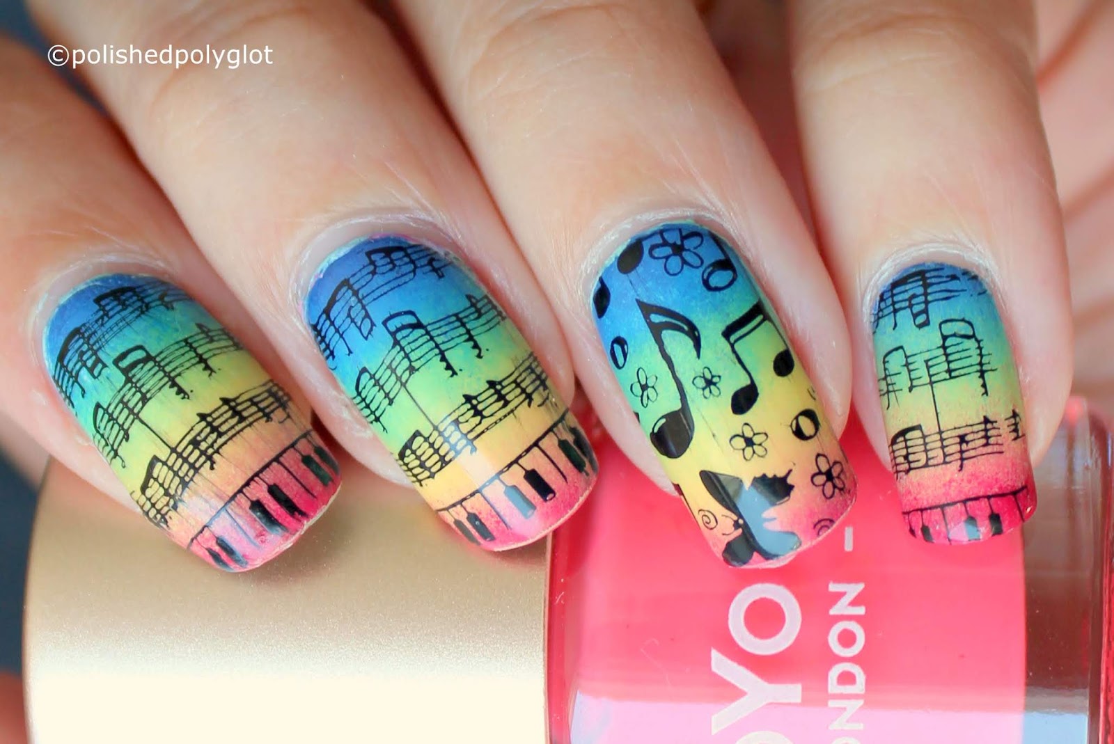 Colorful Music Note Nail Designs