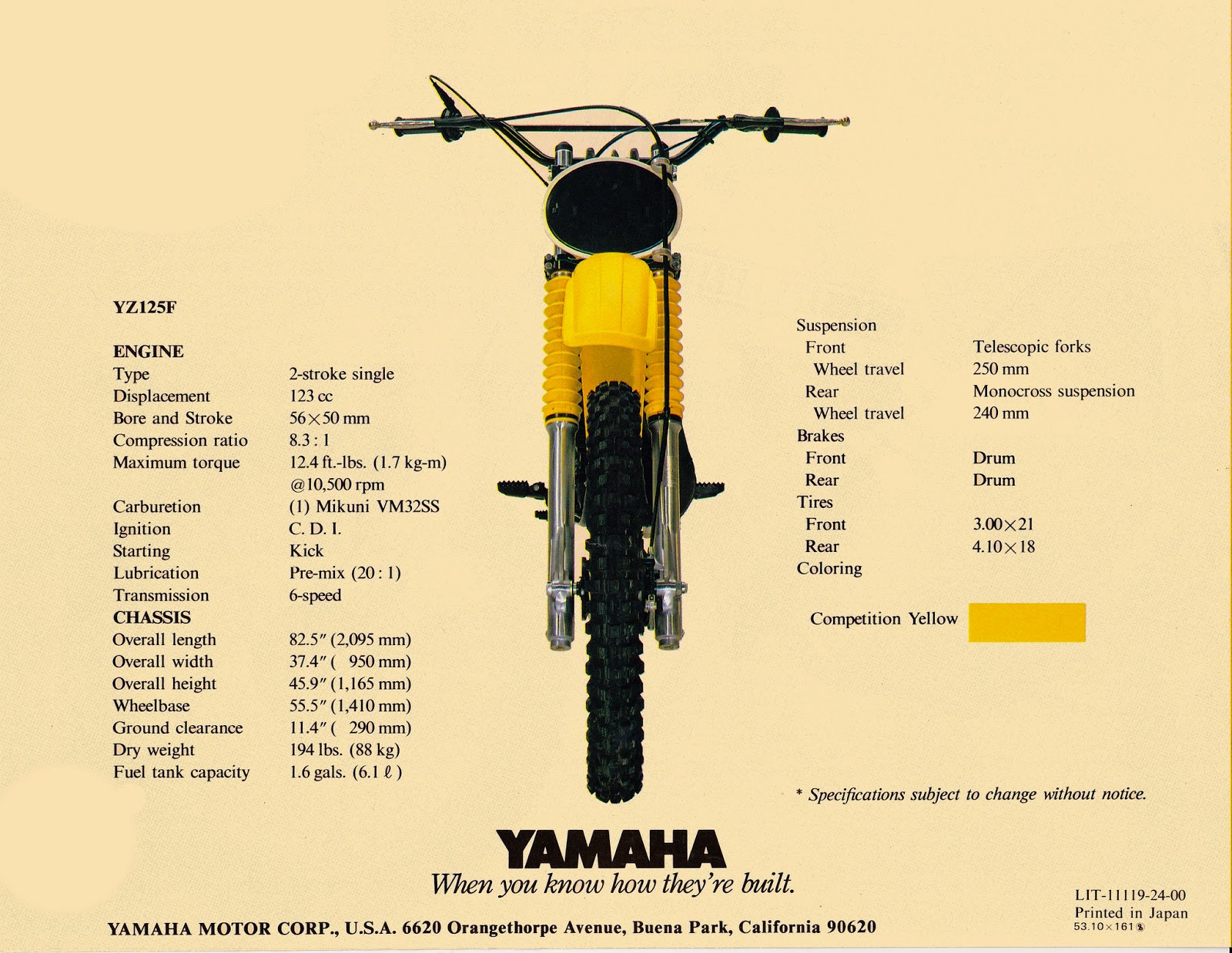 Racing Cafè: Vintage Brochures: Yamaha YZ 125 1979 (Usa)
